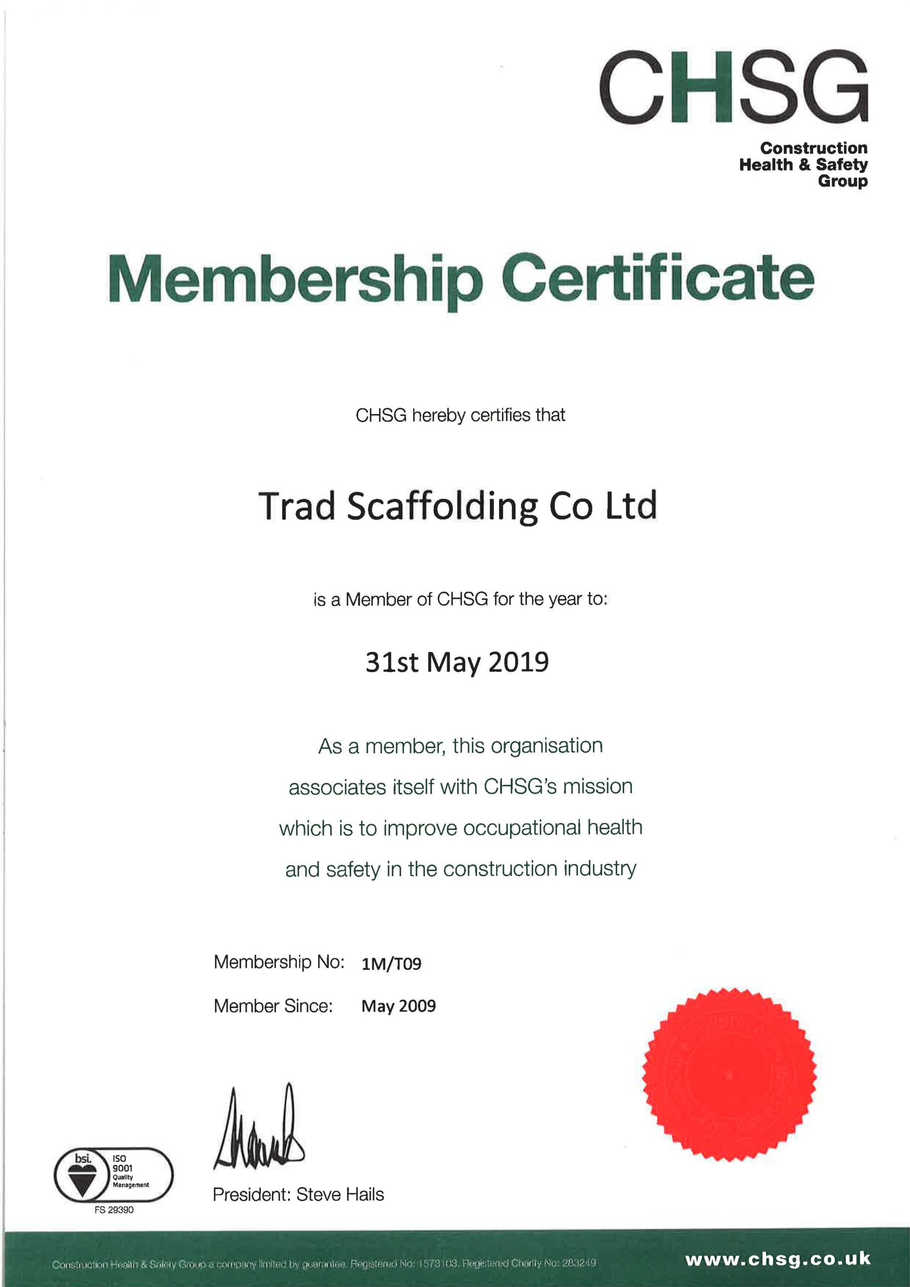 Accreditations – TRAD Scaffolding