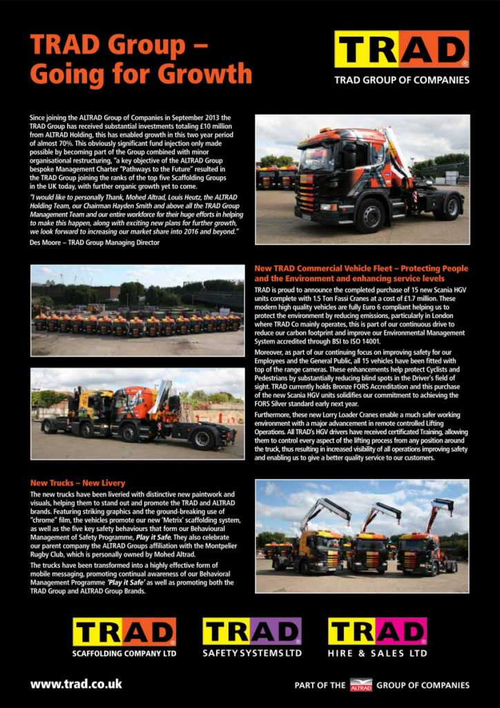 TRAD Group – Going for Growth – TRAD Scaffolding
